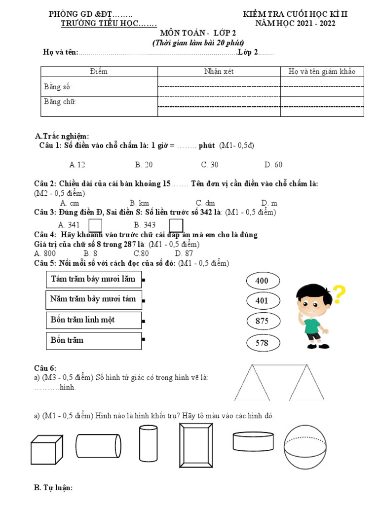 De Thi Toan Lop 2 Hoc Ki 2 Sach Canh Dieu | PDF