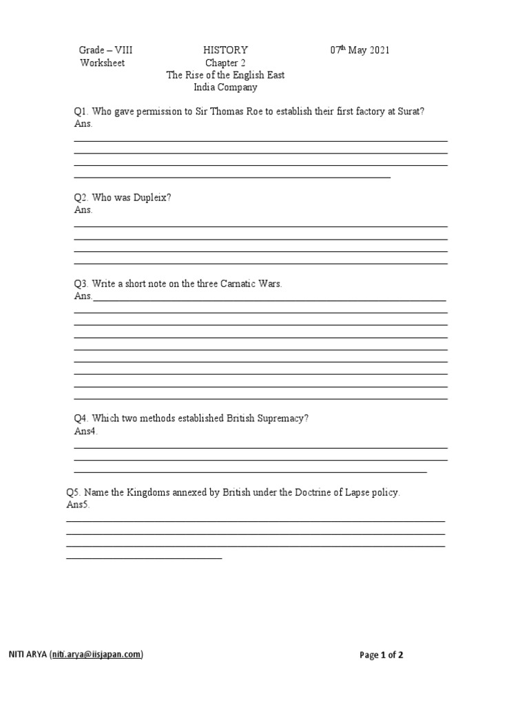 Grade 8 - Ch2 - Worksheet | PDF