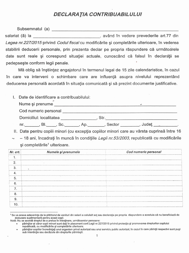 Declaratia Contribuabilului Act. | PDF