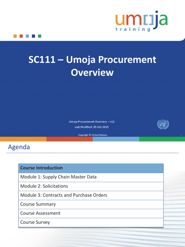 Sc111-Umoja Procurement Overview CBT v12 | PDF | Procurement | Supply Chain