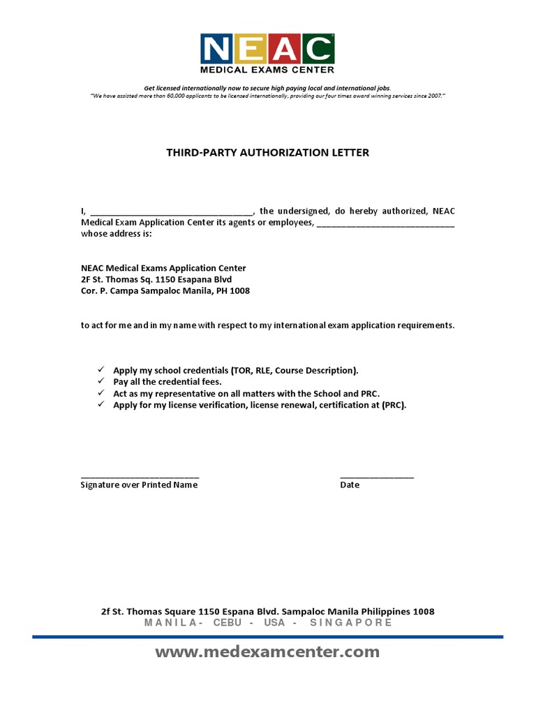 PRC Third-Party Authorization Letter | PDF | Career & Growth | Business