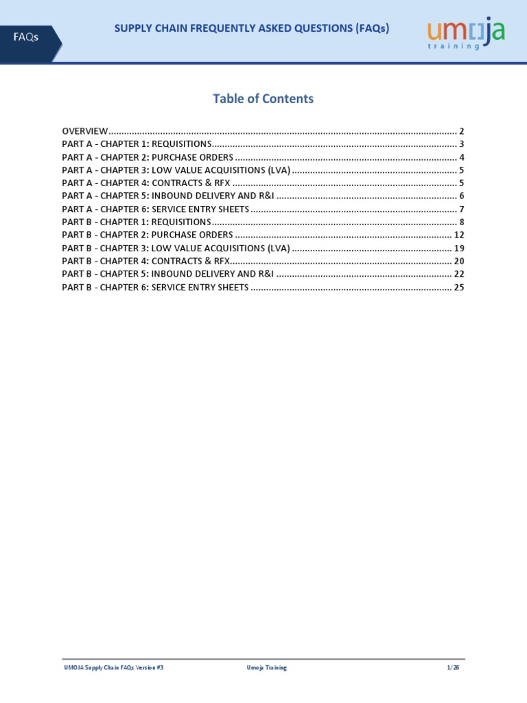 Faqs - Supply Chain Qas | PDF | Procurement | Faq