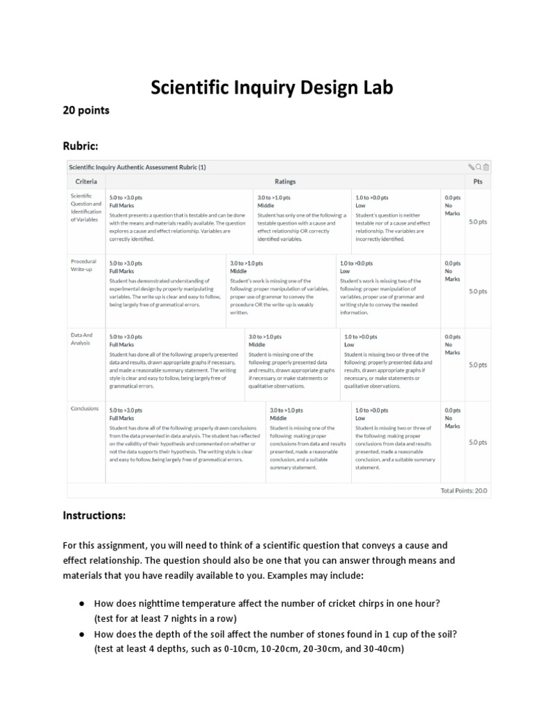W Scientific Inquiry Design Lab | PDF | Experiment | Dependent And Independent Variables