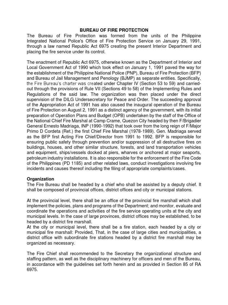 Overview of the Bureau of Fire Protection | PDF | Emergency Services ...