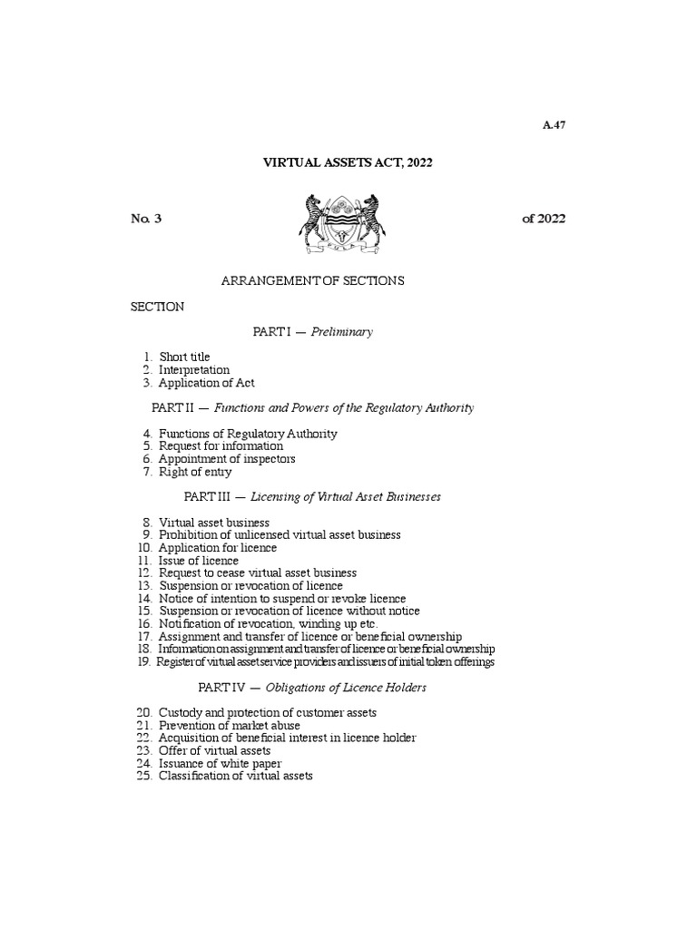 The Virtual Assets Act, 2022: A Comprehensive Framework for Regulating ...
