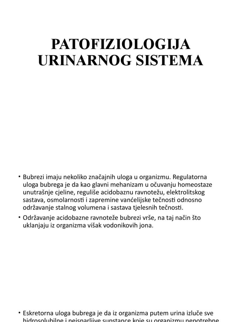 Patofiziologija Urinarnog Sistema | PDF