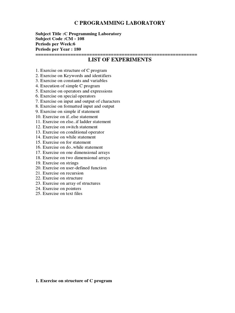 C Programming Laboratory | PDF | Pointer (Computer Programming ... C Programming Laboratory | PDF | Pointer (Computer Programming ...