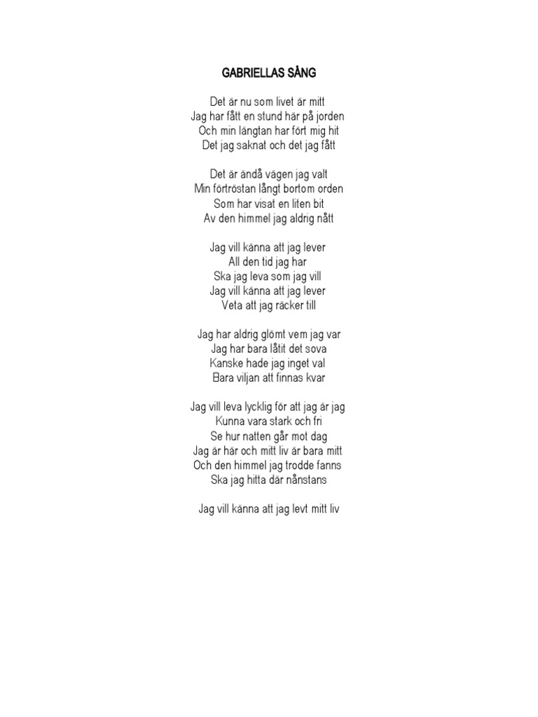Gabriellas Sång | PDF