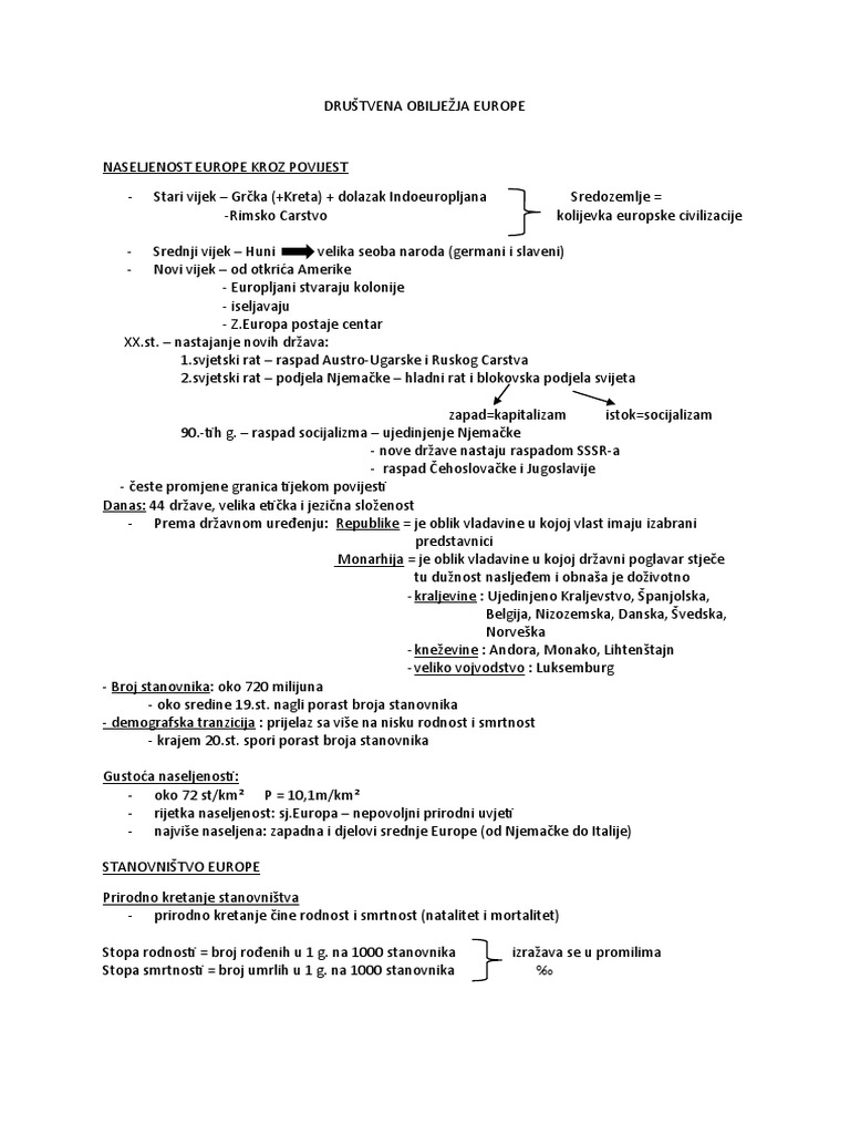 Geografija - 7.razred - Društvena Obilježja Europe | PDF
