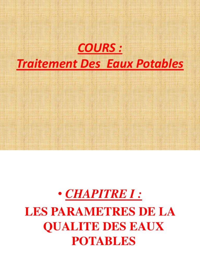 Cours Traitement Des Eaux Potables | PDF | Fer | Manganèse
