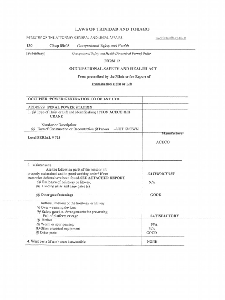 Statutory Certificate - 10T Overhead Crane | PDF