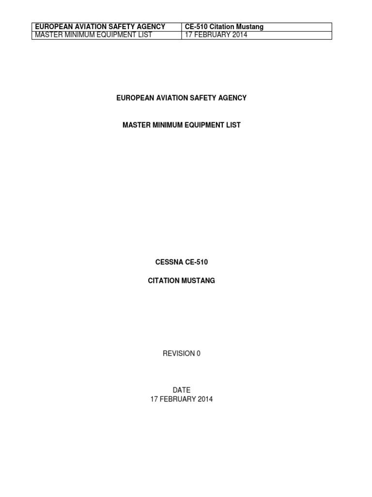 CE-510 Citation Mustang MMEL Guide | PDF | High Frequency | Visual ...