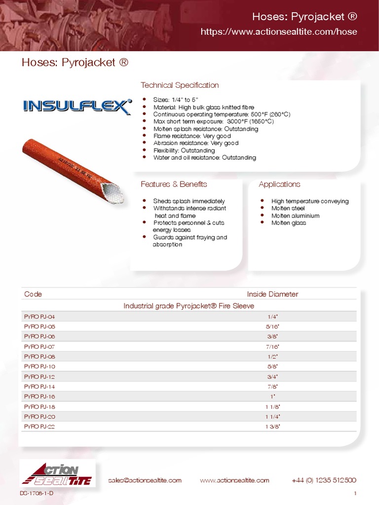Asl Hose Pyrojacket Datasheet Aug 2017 | PDF | Building Materials ...