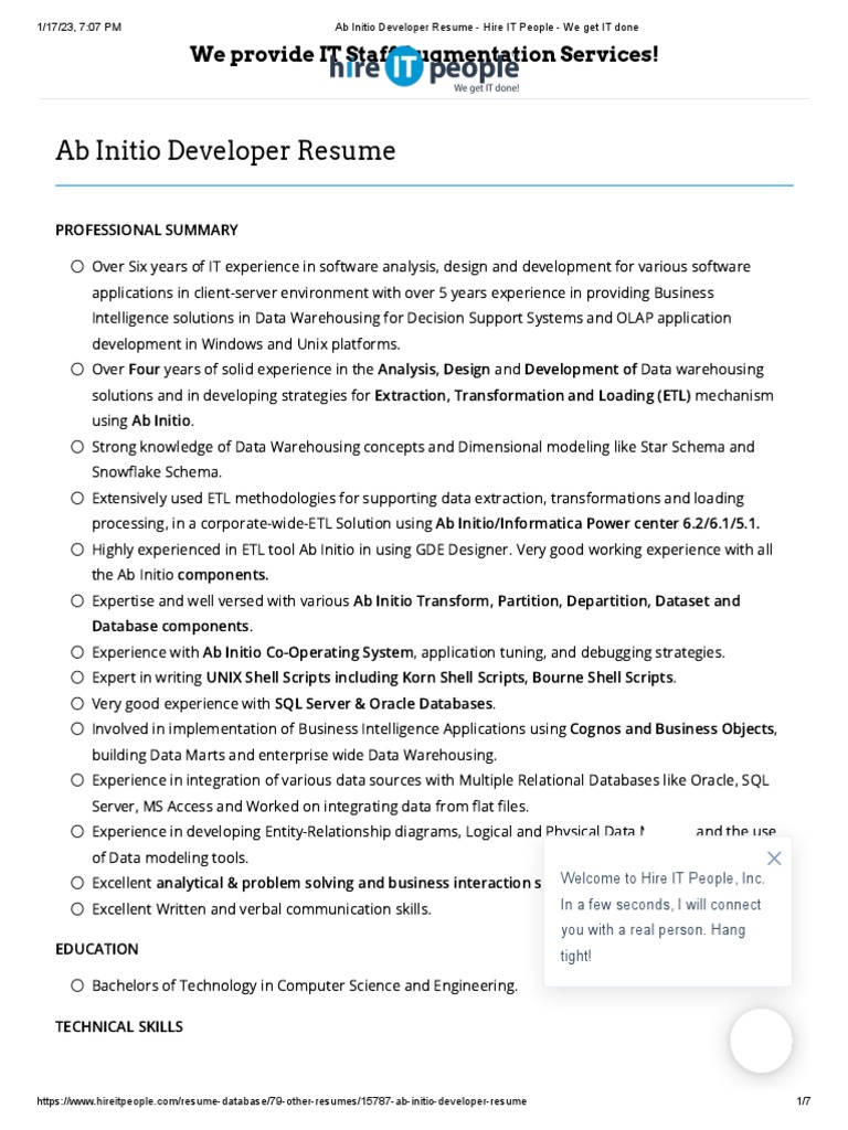 Ab Initio Developer Resume - Hire IT People - We Get IT Done | PDF ...