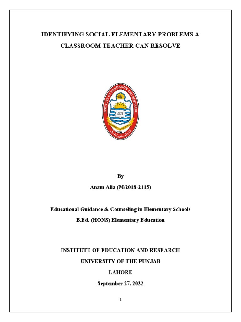 Identifying Social Elementary Problems | Download Free PDF ...