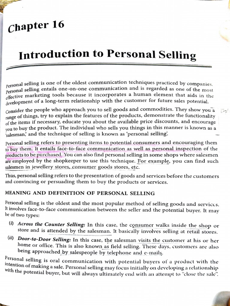 CH 16 Introduction To Personal Selling | PDF | Sales | Retail