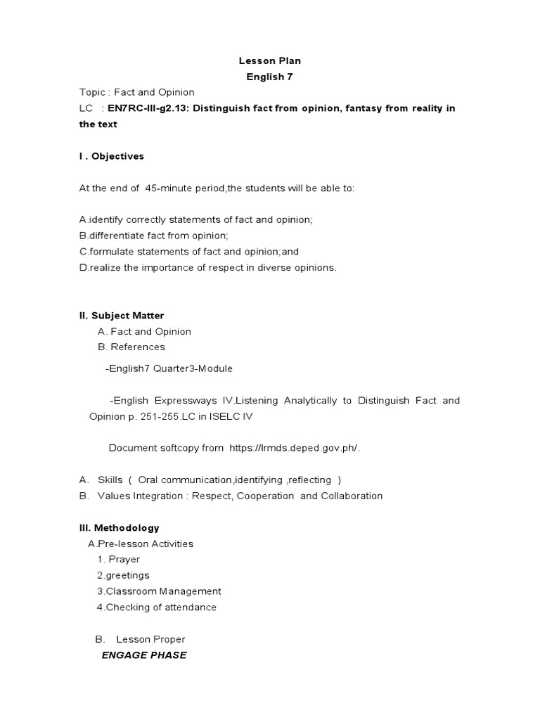 Lesson Plan | PDF | Lesson Plan | Cognition