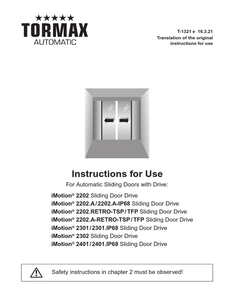 t1321 e Instructions For Use 2202 2301 2302 2401 | PDF | Door | Safety