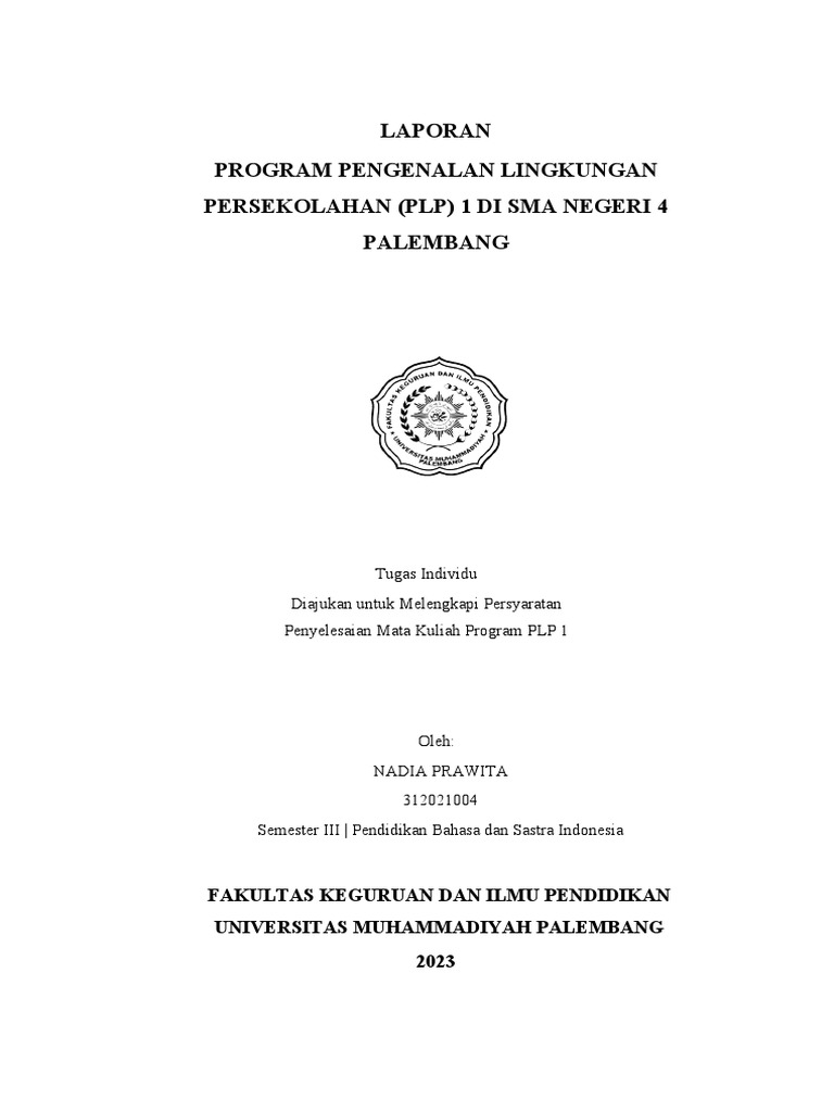 Laporan PLP 1 Nadia Prawita | PDF