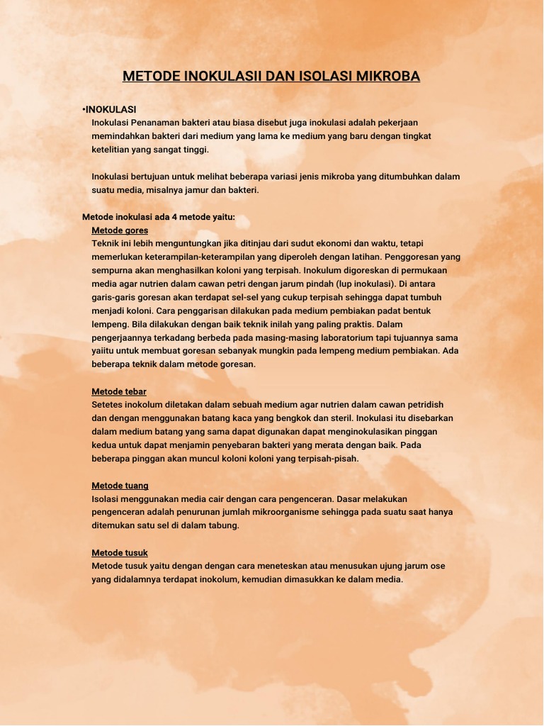 Metode Inokulasii Dan Isolasi Mikroba | PDF