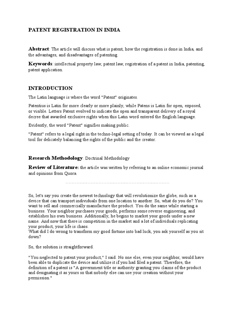 Patent Registration in India | PDF | Patent | Invention