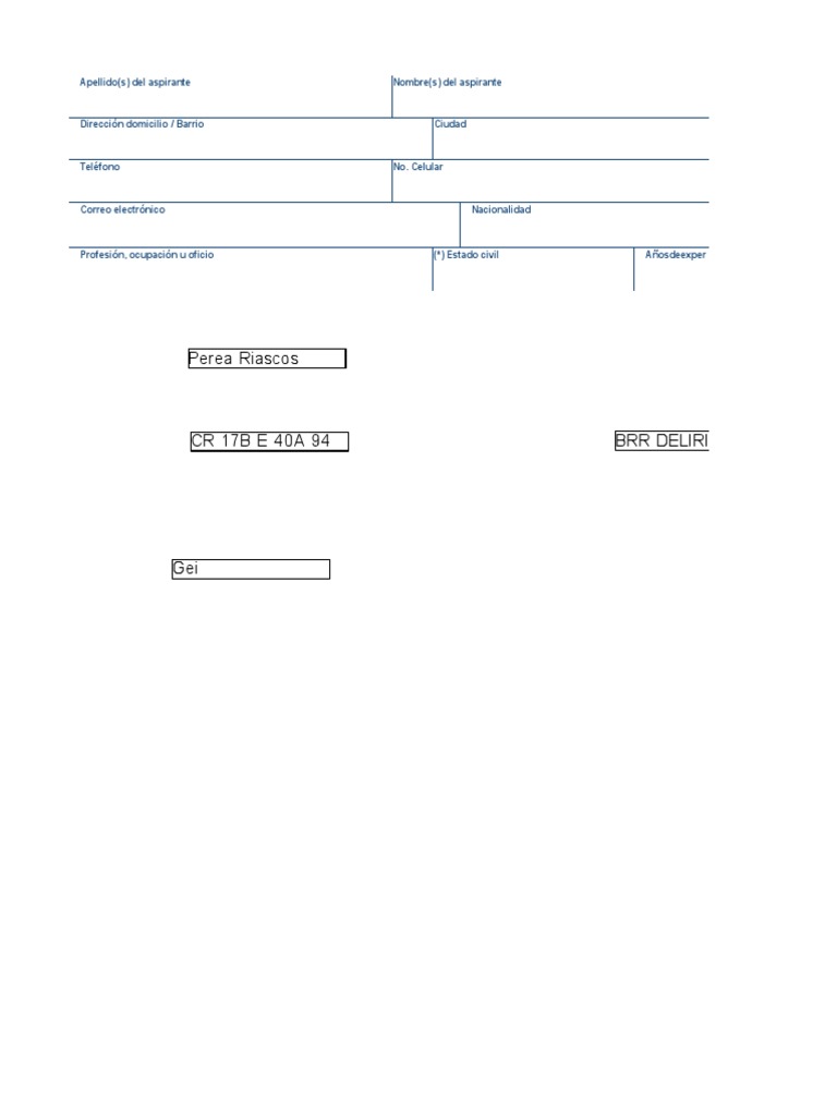 Formato Hoja de Vida Minerva 1003 | PDF | Economias