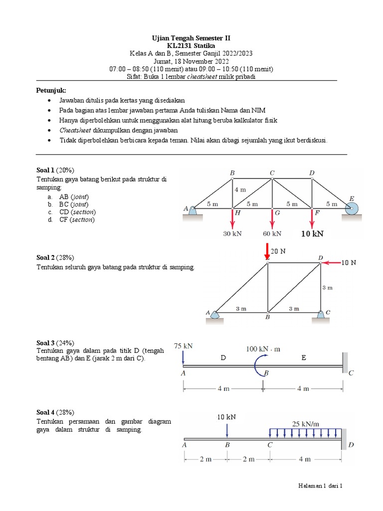 Draft UTS 02 Statika | PDF