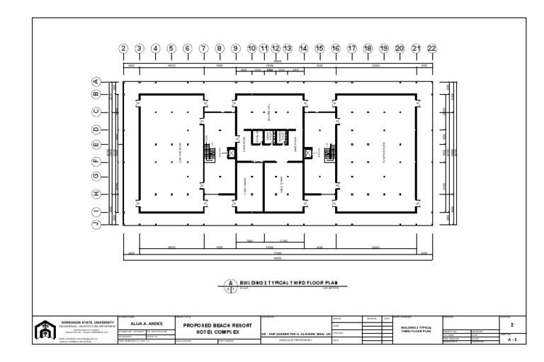 Proposed Beach Resort Hotel Complex 2: Building 2 Typical Third Floor ...