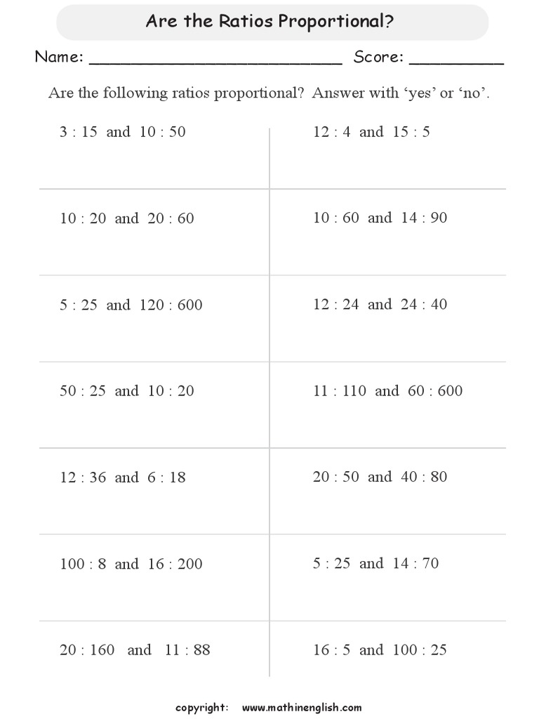 Are Ratios Proportional P5 | PDF
