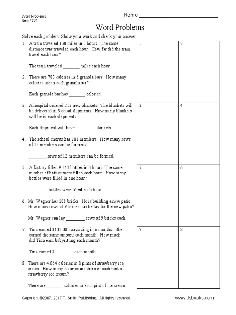 Word Problems Gr4 | PDF