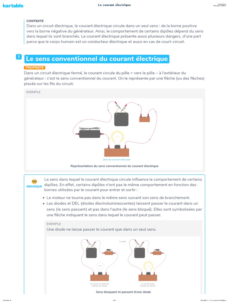 Comprendre le courant électrique en 5e | PDF | Diode | Courant électrique
