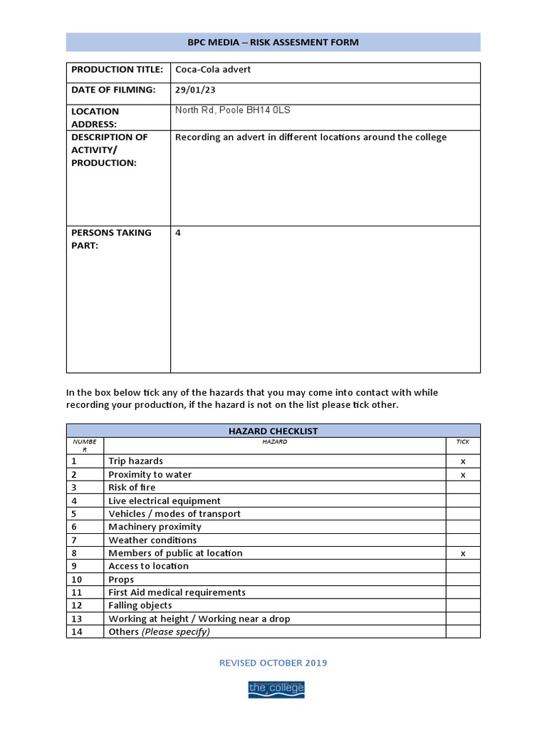 BPC Risk Assesment | PDF | Risk Assessment | Risk