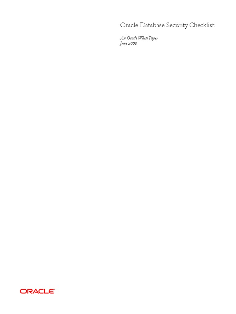 TWP Security Checklist Database 1 132870 | PDF