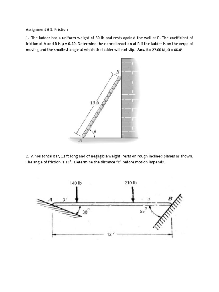 Assignment # 9 Friction | PDF