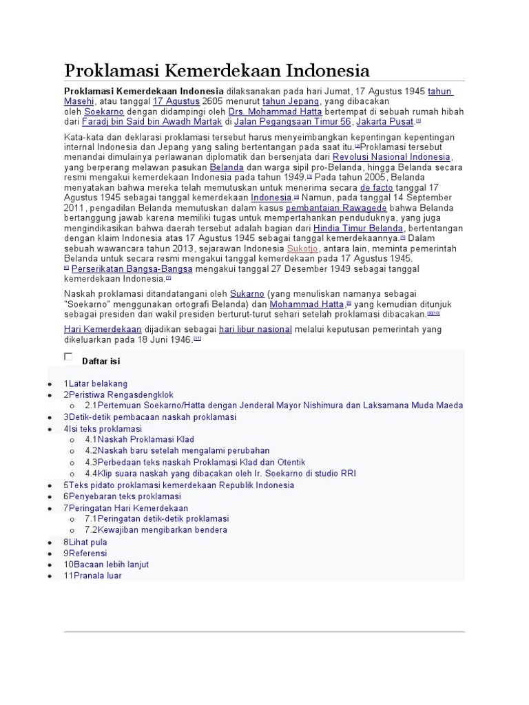 Proklamasi Kemerdekaan Indonesia SEJARAH | PDF | Politik