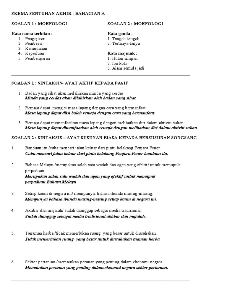 Skema Kertas 2 Sentuhan Akhir SPM 2022 | PDF