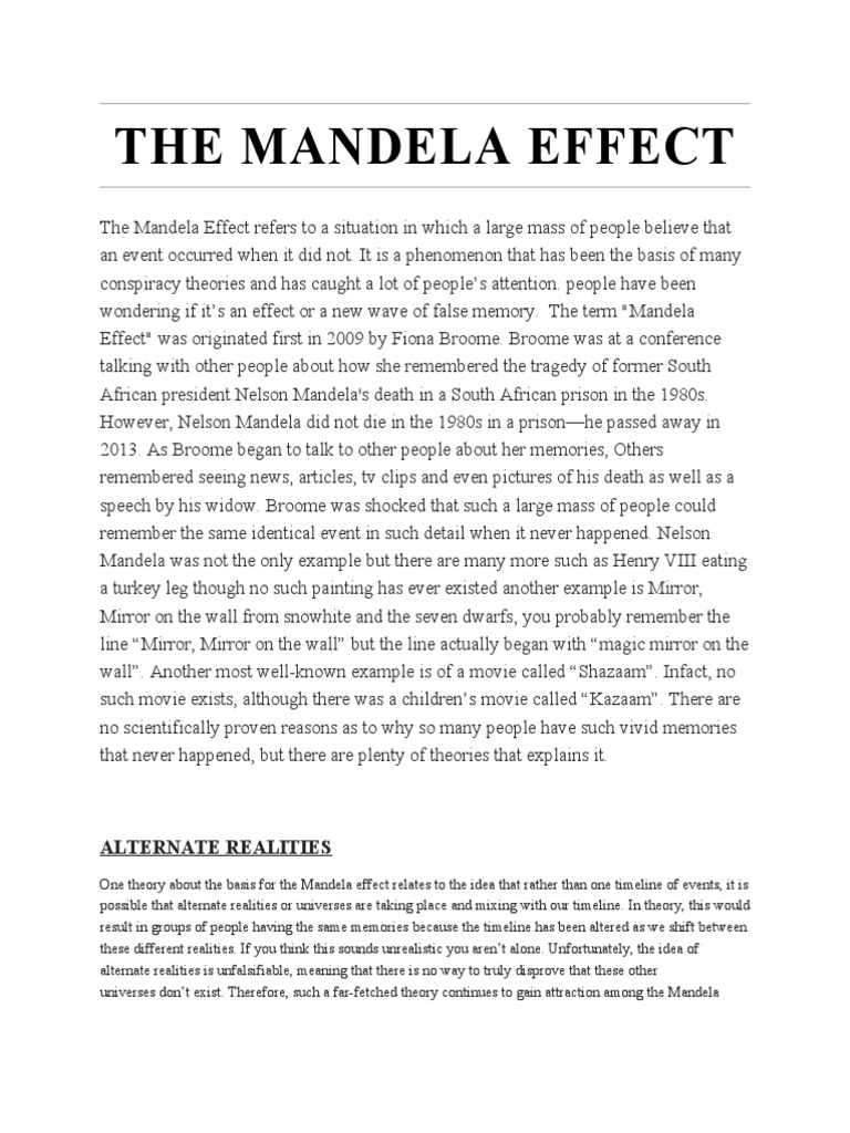 The Mandela Effect | PDF | Cognition | Epistemology
