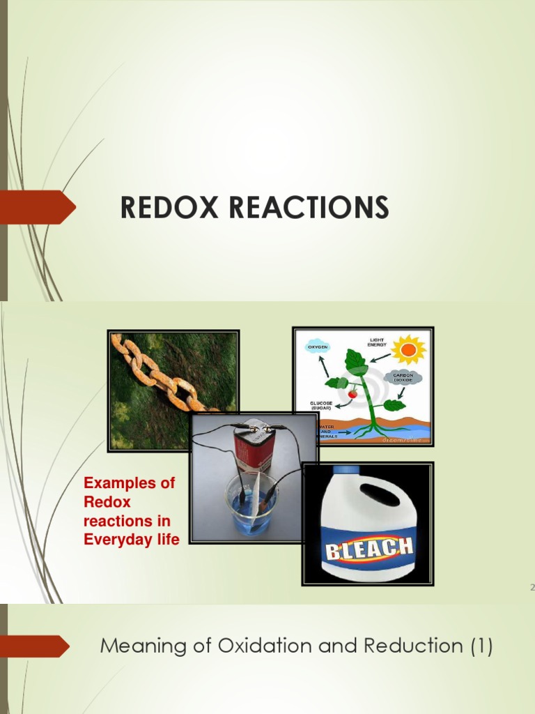Redox Reactions | PDF | Redox | Electrochemistry