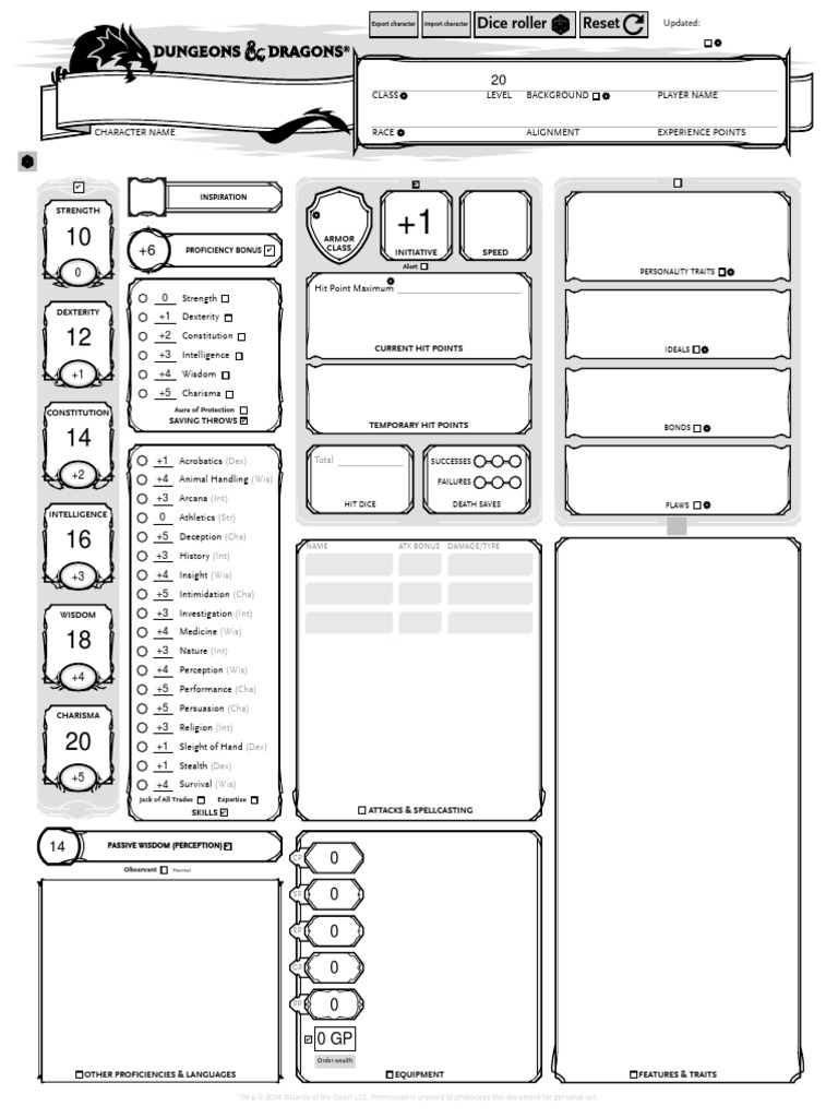 Character Sheet, DND, Self Calculating | PDF | Tabletop Games | Gaming