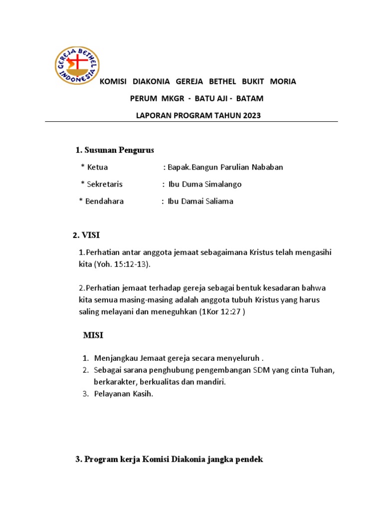 Program Kerja Komisi Diakonia Tahun 2023. | PDF