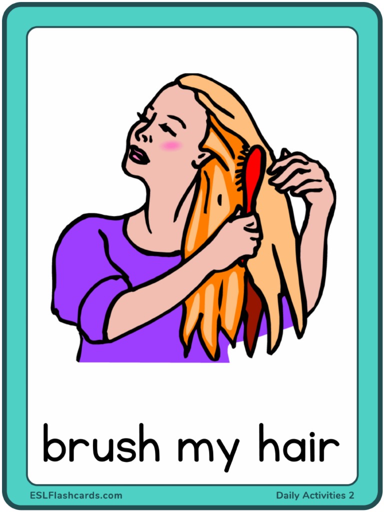 Daily Activities 2 Large Flashcards With Labels | PDF