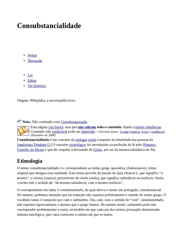 Consubstancialidade | PDF | Teologia sistemática | Deus no cristianismo