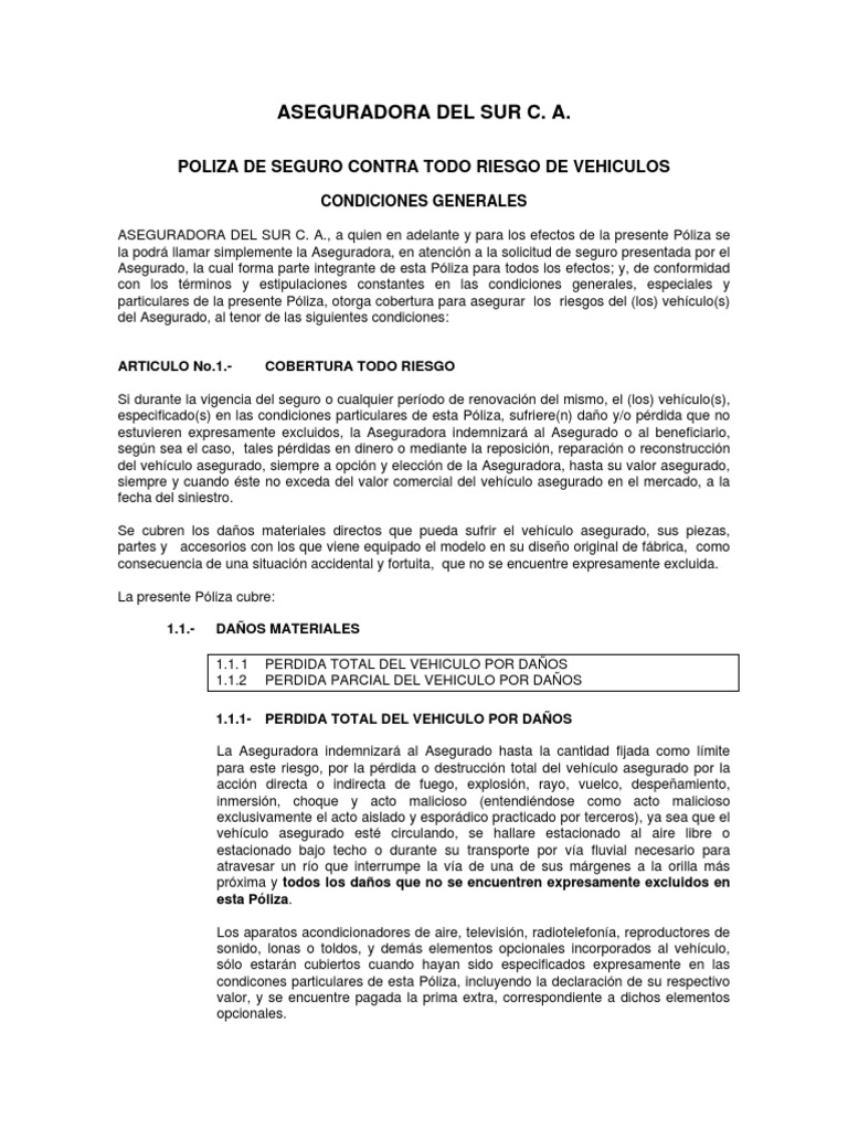 Condiciones Generales ASEGSUR | PDF | Póliza de seguros | Seguro