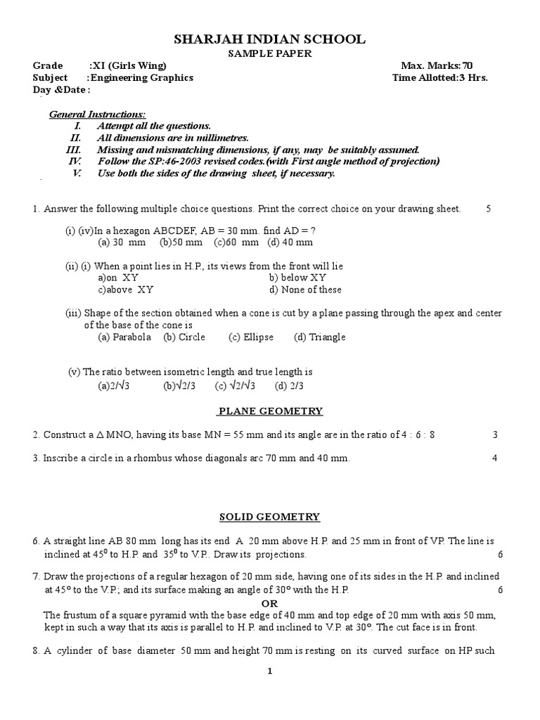 Engineering Graphics | PDF | Screw | Elementary Geometry