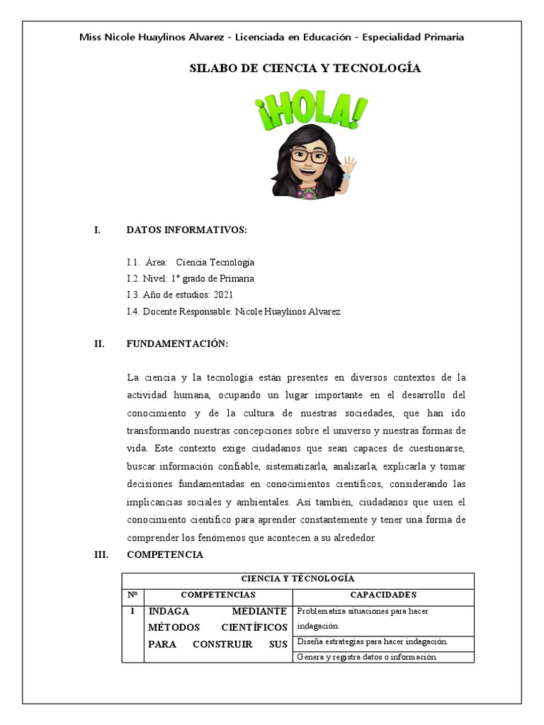 Silabo de Ciencia y Tecnolog | PDF | Ciencia y matemáticas | Ciencias sociales