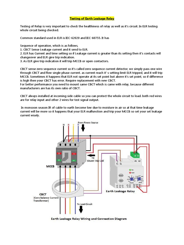 Earth Leakage Relay Testing Guide | PDF | Computers