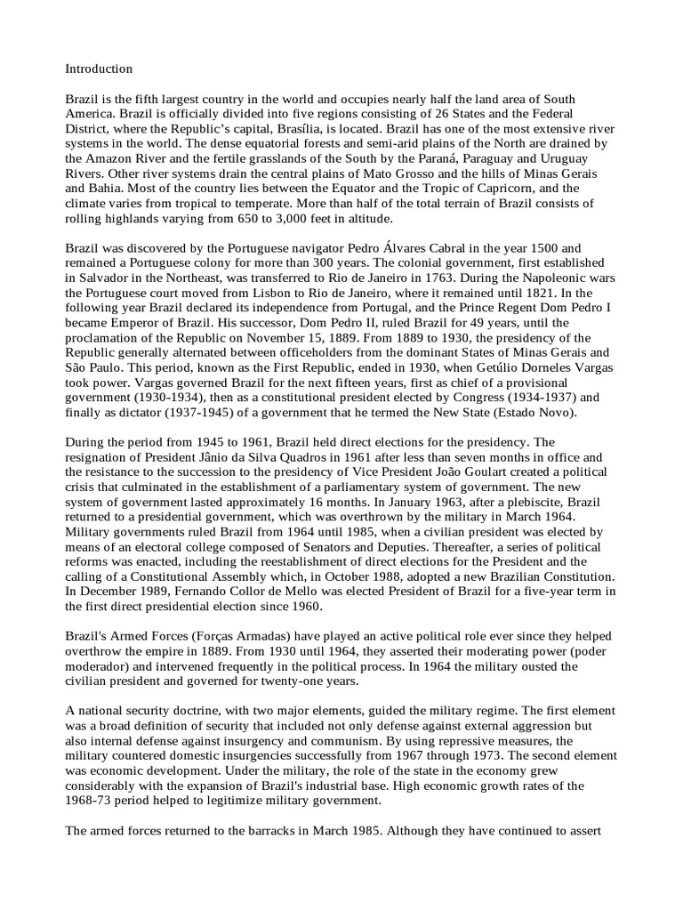 Overview of Brazil's Political History | PDF | Brazil | Government