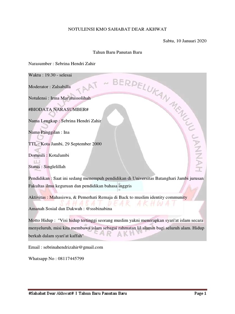 Notulensi KMO SDA (TAHUN BARU PANUTAN BARU) | PDF