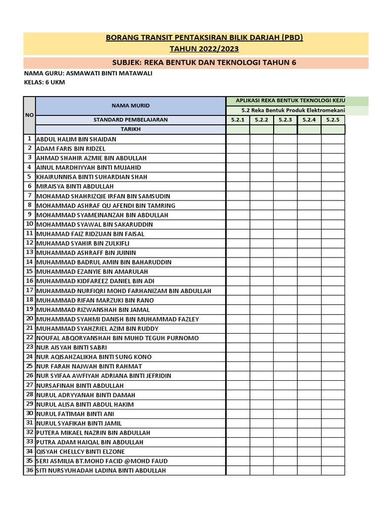 Transit RBT Tahun 6 | PDF