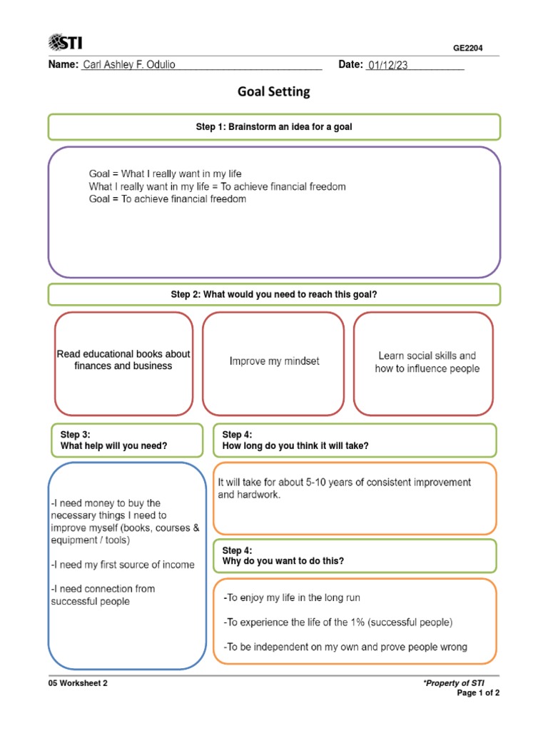 05 Worksheet 2-UTS-CAO | PDF | Goal | Action (Philosophy)